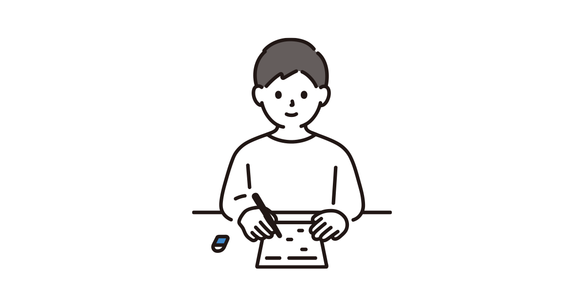 テストを受ける男性のイラスト｜商用可・フリーイラスト素材｜ソコスト