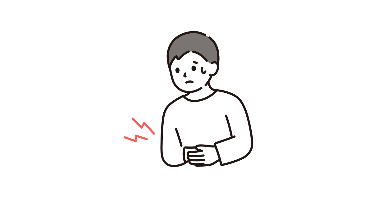 腹痛(男性)のイラスト|商用可・フリーイラスト素材|ソコスト
