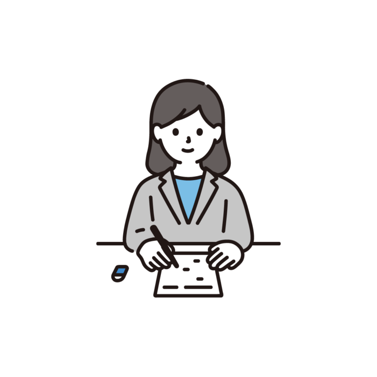 テストを受ける女子学生のイラスト｜商用可・フリーイラスト素材｜ソコスト